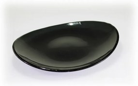 BDK-GLASS Skleněný oválný talíř OVAL ELLA tmavě šedý Rozměr: 34x26cm