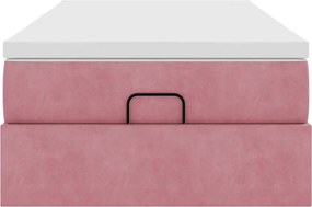Osmanský rám postele s matrací růžová 90x200cm samet 3311164