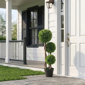 HOMCOM 2 ks 3-koulové umělé zimostrázy s květináči, zesílená základna, 90 cm – do interiéru i exteriéru