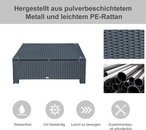 Zahradní stolek Outsunny z polyratanu odolného proti povětrnostním vlivům černý 85x50x39cm na balkon terasu | Aosom.de