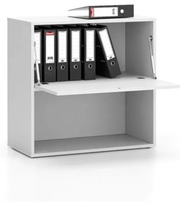 PLAN Kancelářský policový regál LAYERS, krátký, 1 box, 800 x 400 x 777, bílá