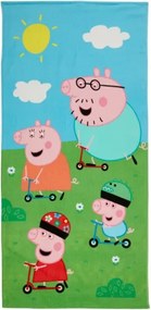 Dětská plážová osuška PEPPA PIG 70x140 cm barevná, 100% bavlněný velur