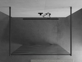 Mexen Kioto, sprchová zástěna Walk-In 100 x 200 cm, 8mm čiré sklo bílý vzor, ​​grafitový profil, 800-100-002-95-97
