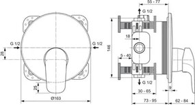 Ideal Standard - Baterie pod omítku, chrom