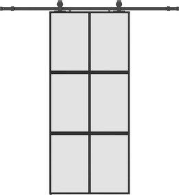 Posuvné dveře se sadou kování černé 90x205 cm Tvrzené sklo 3375881