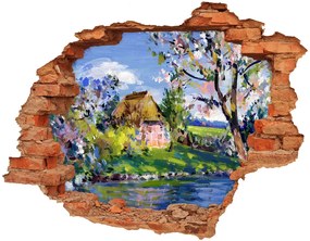 Wallmuralia Díra 3D fototapeta nálepka Jarní krajina 90x70 cm