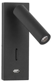Nova Luce Bodové LED svítidlo FUSE, USB nabíjení, 3W 3000K Barva: Černá