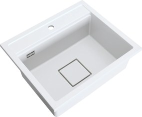 Gamma Quadro 5850, 1-komorový granitový dřez 580x495x220 mm, bílá, GMA-ZLE000234