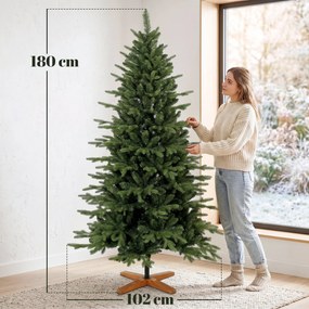 HOMCOM Umělý vánoční stromek, skládací dřevěný stojan, 1438 špiček, 180 cm, zelený