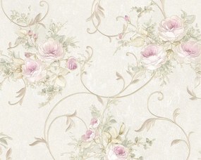Vliesová tapeta romantická růžová, zelená 30420-2 / Tapety na zeď 304202 Romantico (0,53 x 10,05 m) A.S.Création