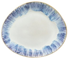 Bílo-modrý kameninový oválný talíř Costa Nova Brisa, ⌀ 27 cm