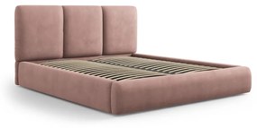 Světle růžová čalouněná dvoulůžková postel s úložným prostorem s roštem 160x200 cm Brody – Mazzini Beds