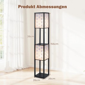 Costway 2-žárovka stojací lampa s 2 policemi a nožním spínačem stojací lampa