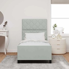 Postel s boxspringem s čelo Světle šedá 90 x 190 cm samet 3344975