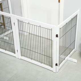 PawHut Dřevěná bezpečnostní brána PawHut, zábrana pro psy, bezpečnostní brána, brána pro psy, bezpečnostní dveře, ocel, bílá, 305 x 35,5 x 82 cm | Ao…