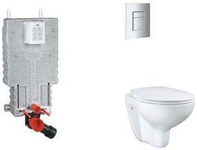 Grohe Uniset - Set předstěnové instalace, klozetu, sedátka SoftClose a tlačítka Skate Cosmopolitan, matný chrom SANI15BB2102