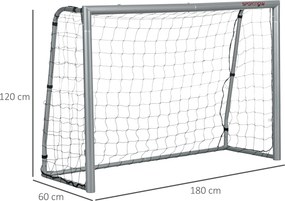 SPORTNOW Fotbalová branka 180x120x60 cm se šrouby a kolíky, šedá fotbalová síť z PE a kovu