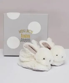 Doudou Dárková sada - Sada botiček s chrastítky králíček béžový 0-6 mě