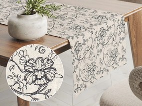Biante Dekorační běhoun na stůl Leona LN-014 Pnoucí květiny na režném 20x120 cm