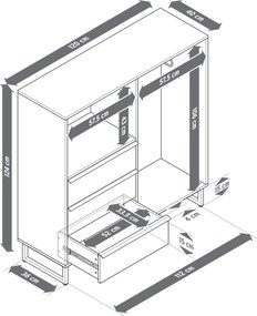 Tchibo - Komoda »Leeg« se 3 zásuvkami a šatní tyčí - barva: šedá