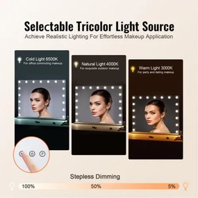 hollywoodské toaletní zrcadlo se světly s nástěnným držákem na stůl USB typu C