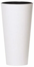 Květináč TUBUS SLIM s vkladem 30 cm, bílá matná, 30 cm