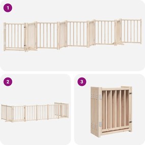 Zábrana pro psy s dvířky skládací 9 panelů 450 cm topol 3155697