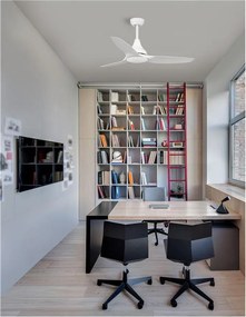 NV 5267301 Stropní ventilátor se světlem SAMOA tělo z oceli matná bílá a sklo 3ABS LED 18W 3000K - NOVA LUCE