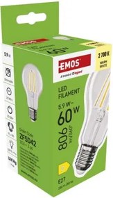 Emos lighting LED žárovka Filament A60 / E27 / 5,9 W (60 W) / 806 lm / teplá bílá 1525743204