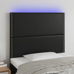 Čelo postele s LED černé 100x5x118/128 cm umělá kůže 3122368