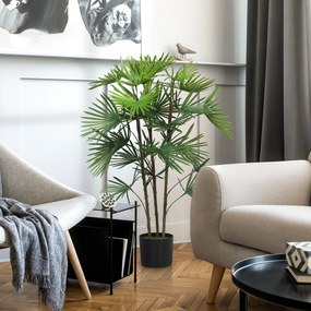 HOMCOM Umělá palma 90 cm se 24 zelenými plastovými listy a květináčem Ø16,5x13,5 cm