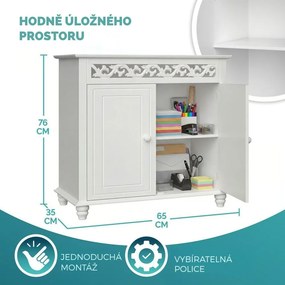 Komoda JERSEY, 76 x 65 x 35 cm, bílá Casaria