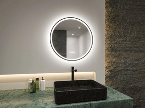 Paulmann 71088 Mirra, stmívatelné kulaté zrcadlo s osvětlením a funkcí odmlžení, 11,5W LED White Switch, černá, průměr 59cm, IP44