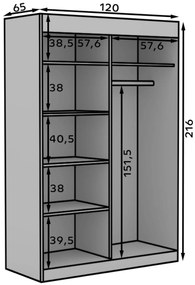 Bílá šatní skříň s posuvnými dveřmi Osgar - 120 cm