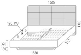 Postel Florencia, čelo oblé čalouněné 180 Domestav F123 Materiál: Buk cink, Povrchová úprava: Olej