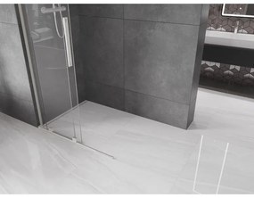 Mexen Velar L, posuvná sprchová zástěna Walk-in 120 x 200 cm, 8mm čiré sklo, broušená ocel, 871-120-003-03-97