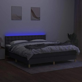 Box spring postel s matrací a LED tmavě šedá 160x200 cm textil 3134046