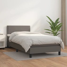 Box spring postel s matrací šedá 90x200 cm umělá kůže,  3141045