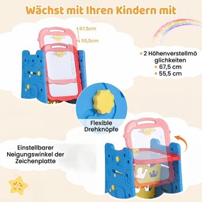 Costway 3 v 1 Dětský umělecký stojan s policí Oboustranná dětská tabule