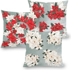 Sada 3 ks povlaků na polštářky POINSETTIA 45 x 45 cm
