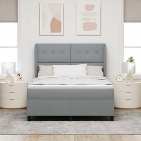 Postel s boxspringem s čelo Světle šedá 140 x 200 cm textil 3340564
