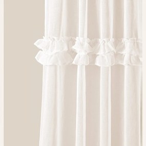 Krémová záclona FRILLA s volánky na stříbrných průchodkách 300 x 250 cm