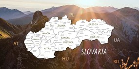 Obraz na korku mapa Slovenska s malebnými horami