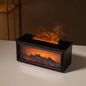 Aroma difuzér HY05 – dekorativní difuzér s efektem plamene a zvlhčováním vzduchu - Černý