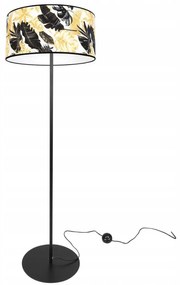 Stojací lampa Gold Flowers, 1x bílé textilní stínítko s květinovým vzorem, (výběr ze 2 barev konstrukce), (fi 40cm), o