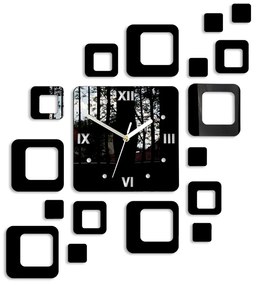 3D nalepovací hodiny Roman Quadrat černé