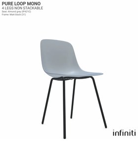 Židle Pure Loop Mono - nestohovatelná Barva kovové konstrukce: Matt black 31, Barva sedáku a opěradla z recyklovaného plastu: Almond grey IP421C