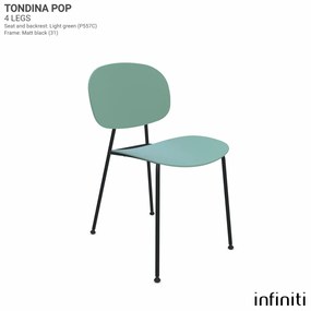 Židle Tondina Pop Barva kovové konstrukce: Matt black 31, Barva sedáku a opěradla z recyklovaného plastu: Light green IP557C