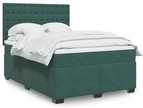 Box spring postel s matrací tmavě zelená 140x200 cm samet 3293245