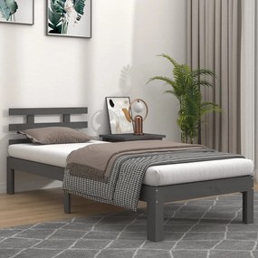 vidaXL Rám postele šedý masivní dřevo 75 x 190 cm Small Single
